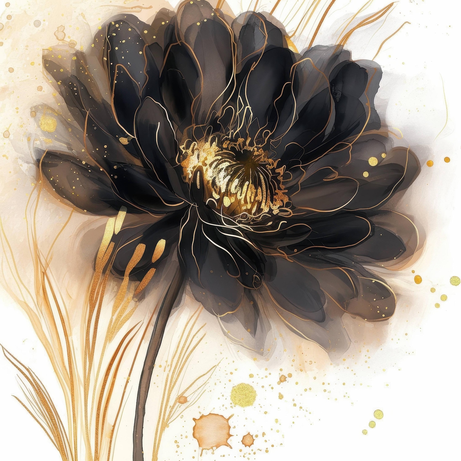 15 Black Abstract Flowers Clipart Bundle, Flower Prints Illustrations ...