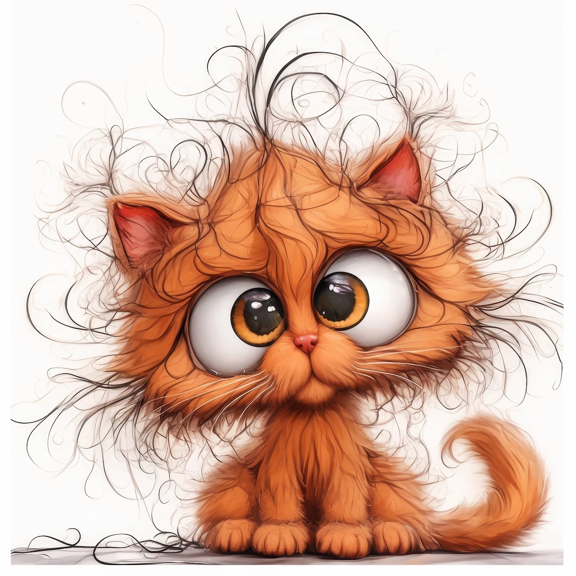 13 Frazzled Cat Set 2 Clipart Bundle, Quirky Cat Illustrations ...