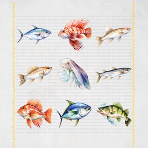 Watercolor Fishes Clipart Bundle | Underwater Animals Clipart Set, Sea ...