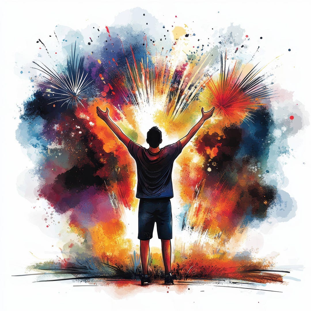 13 Man With Fireworks Clipart Bundle, Printable Watercolor Christmas ...