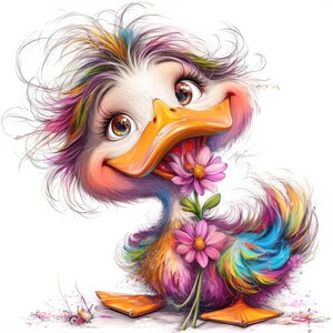 13 Frazzled Duck Clipart Bundle, Whimsical Fantasy Illustration ...