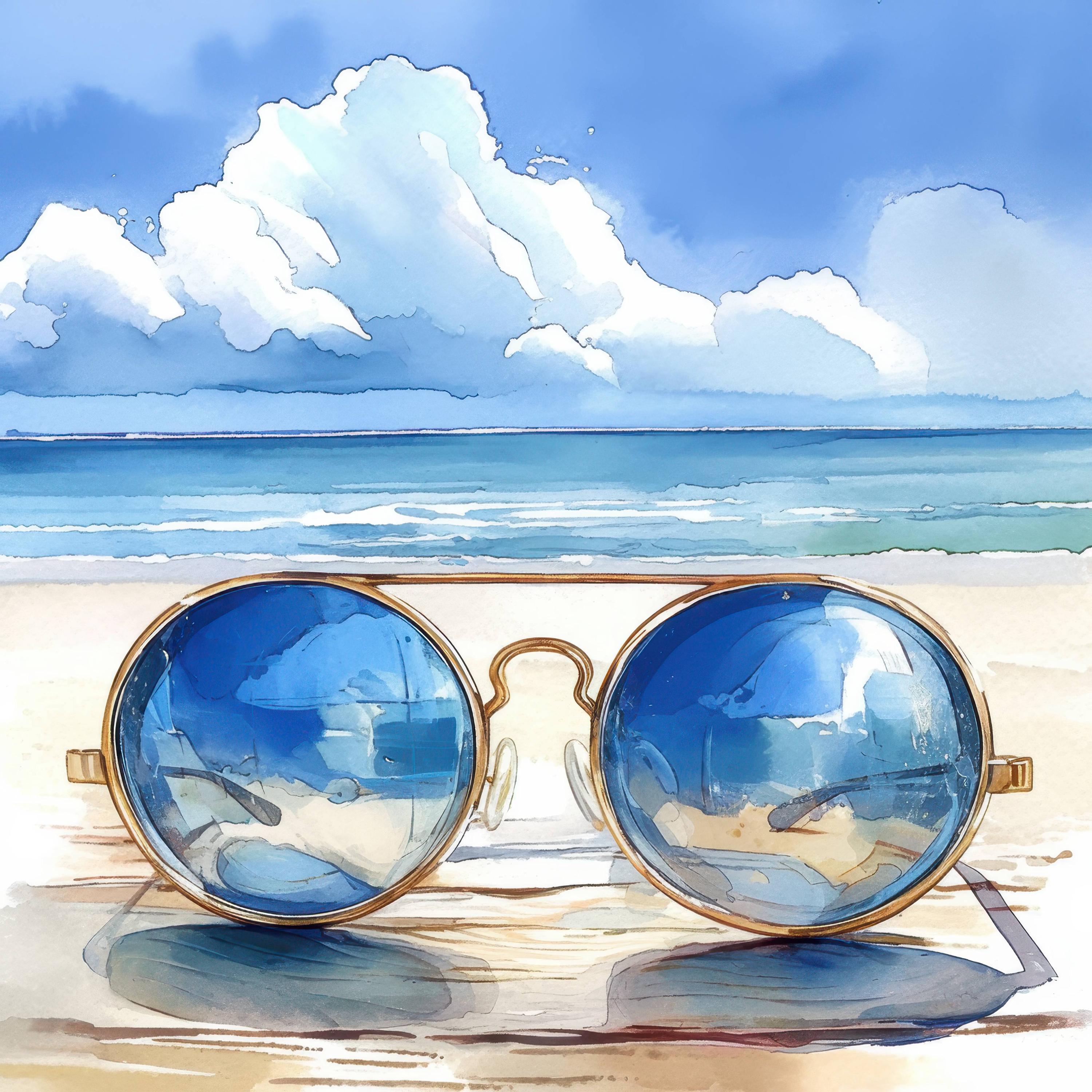 12 Beach View Sunglasses Clipart Set, Summer Illustrations, Printable ...