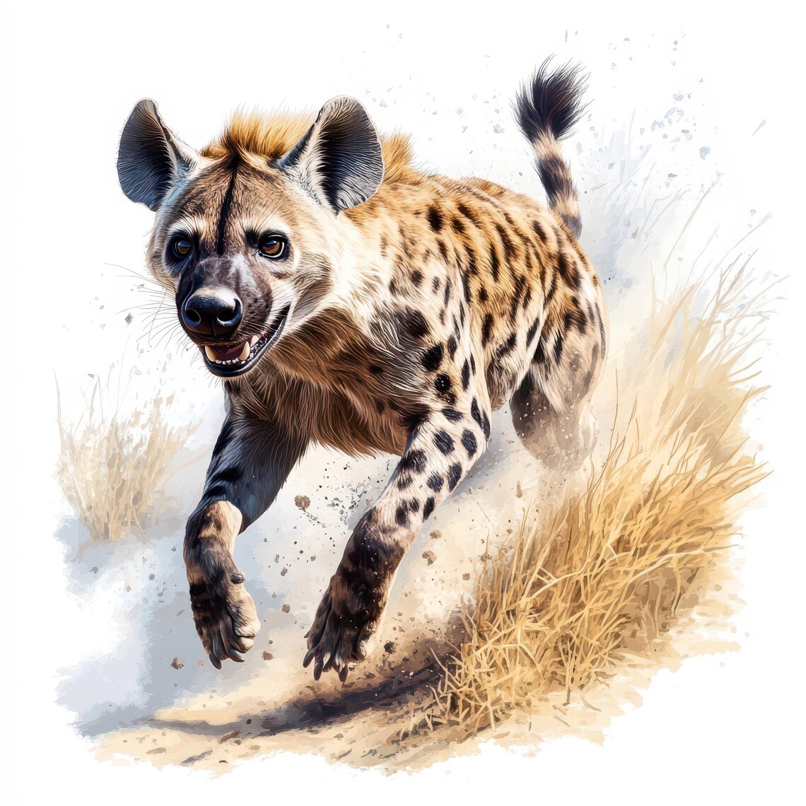 15 Watercolor Hyena Clipart Bundle, Wild Safari Animal Graphics, Card ...