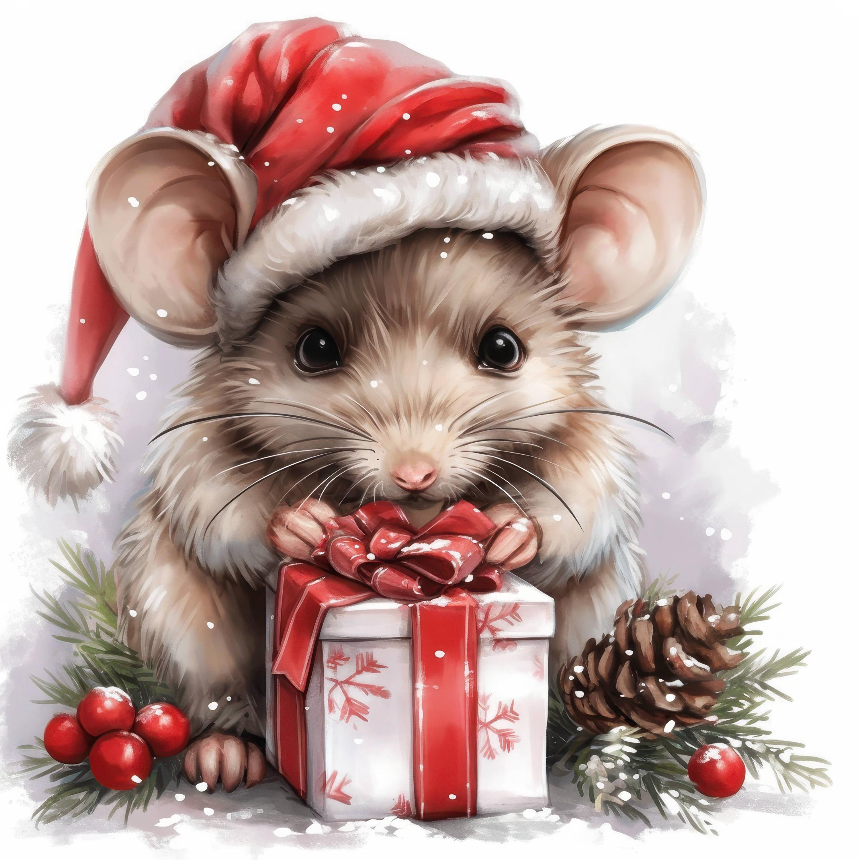 11 Christmas Mouse Set 2 Clipart Bundle, Mice Print Illustrations ...