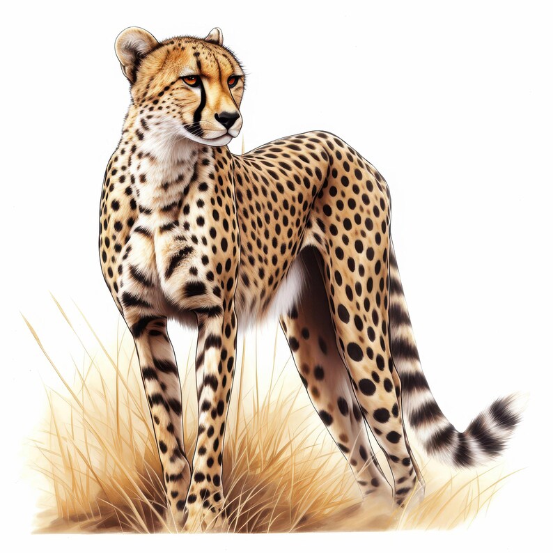 13 Cheetah Clipart Bundle, Cheetah in Nature Images Illustration ...