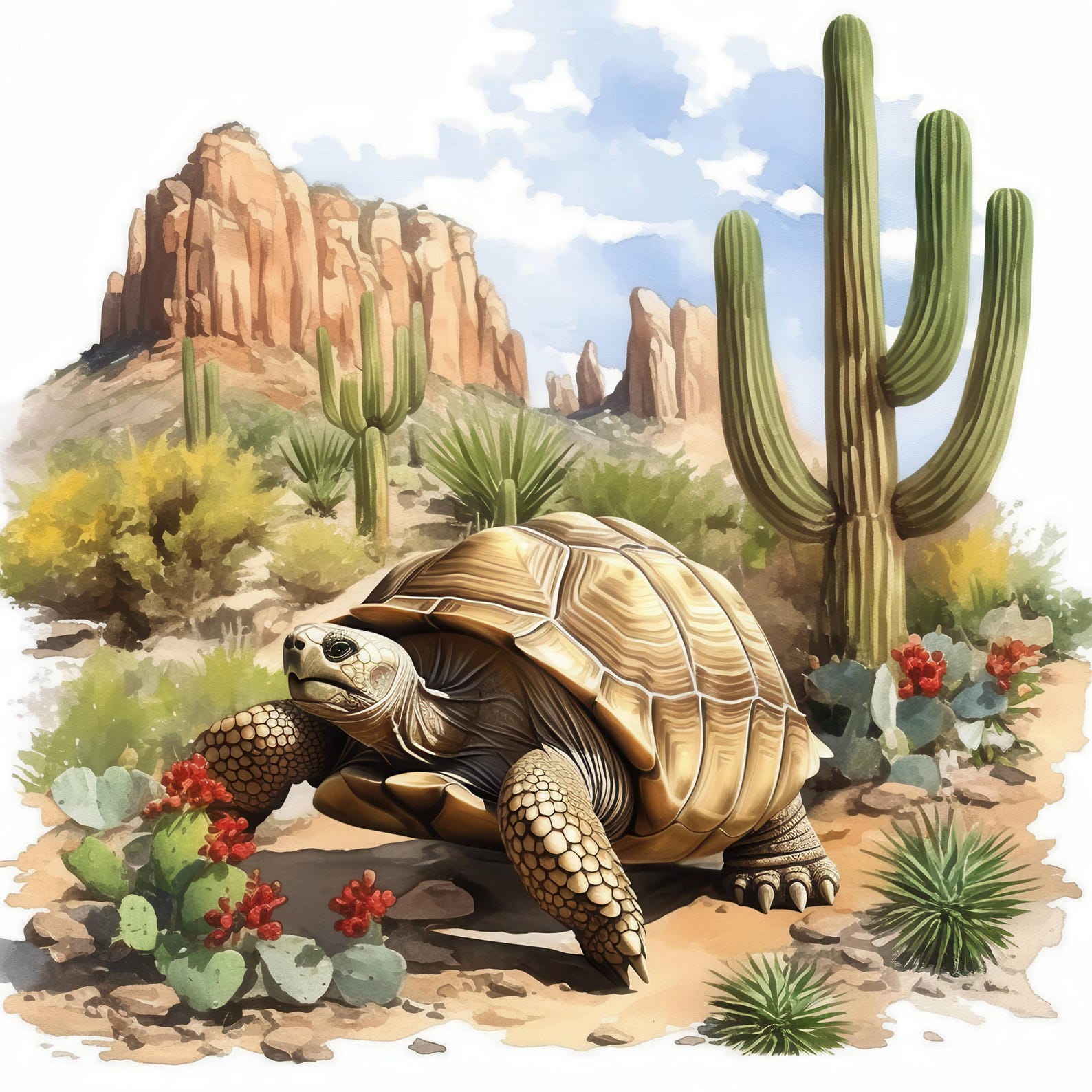 15 Desert Tortoise Clipart Bundle, Turtle Prints Illustrations ...
