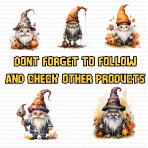 Watercolor Halloween Gnomes Clipart Bundle, Spooky Gnome Illustrations ...