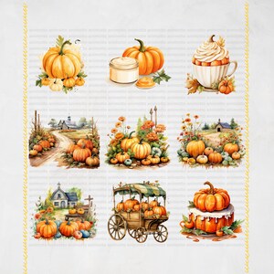 Watercolor Pumpkins Clipart Bundle, Pumpkin Fall Decor Digital ...