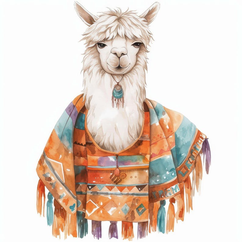 15 Llama Clipart Set, Printable Watercolor Funny Llama Clipart, High ...