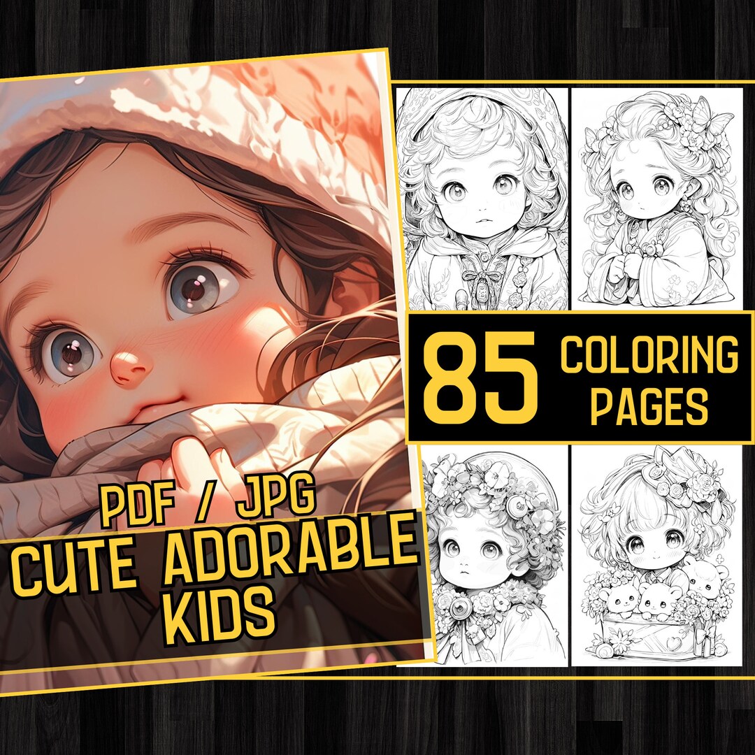 Cute Adorable Kids 85 Coloring Page Book,adults Kids Instant Download ...