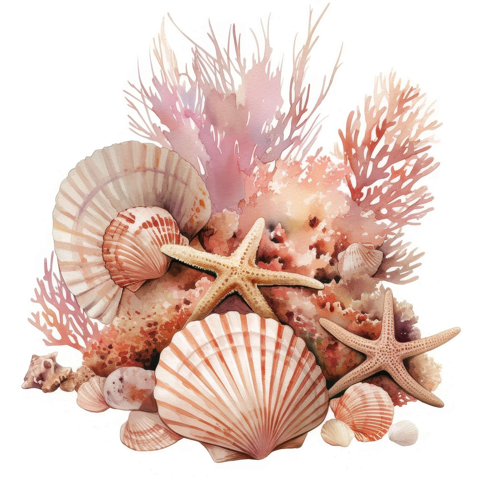 10 Boho Seashells Clipart Set, Artistic Summer Graphics, Printable ...