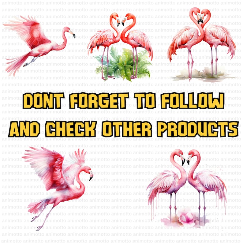 Watercolor Flamingos Clipart Bundle, Tropical Bird Clipart Set, Pink ...