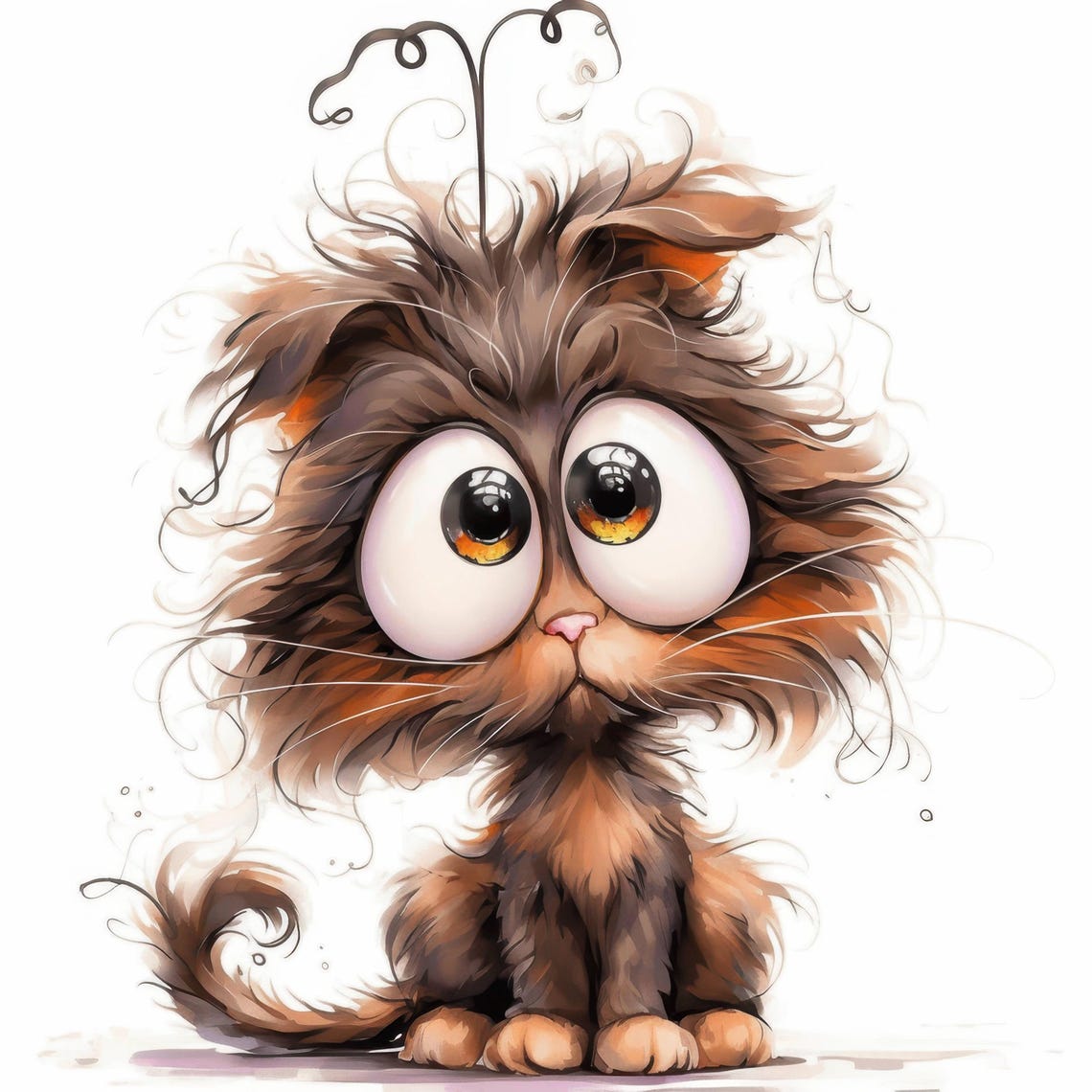 13 Frazzled Cat Set 2 Clipart Bundle, Quirky Cat Illustrations ...