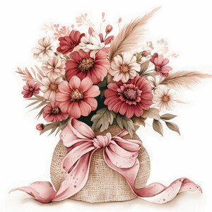 11 Flowers in Vase Clipart Bundle, Valentines Day Illustrations ...