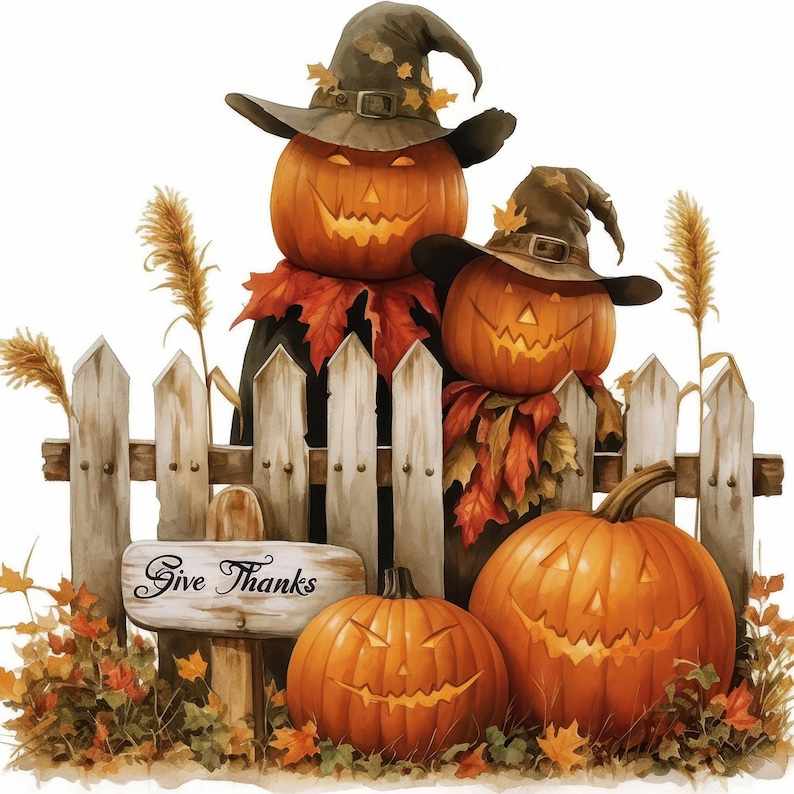 10 Fall Thanksgiving Clipart Bundle 2, Fall Harvest Illustration ...