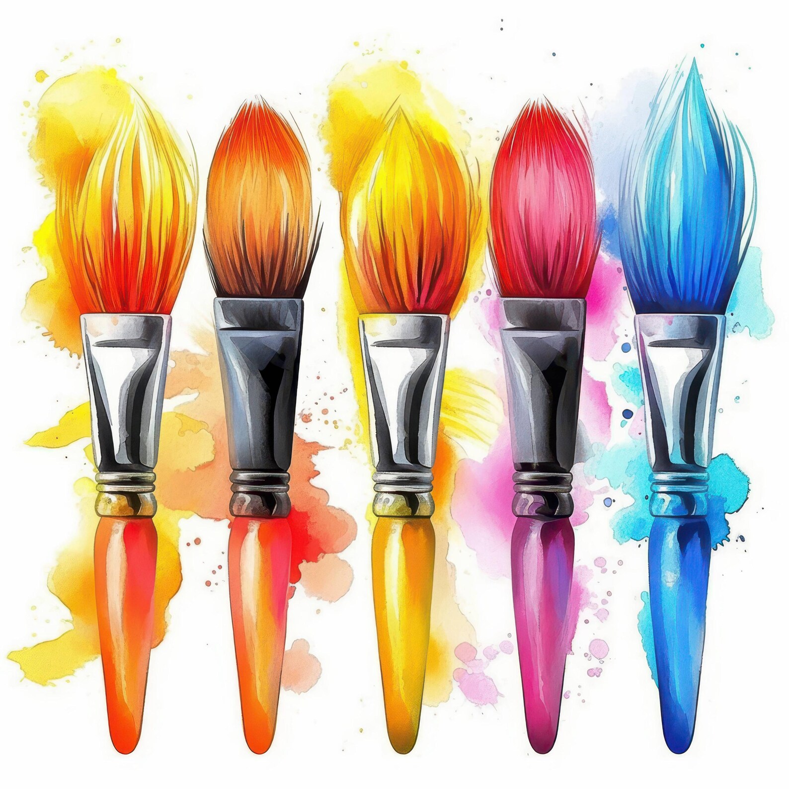 14 Paint Brushes Clipart Bundle, Painting Equipment Illustrations ...