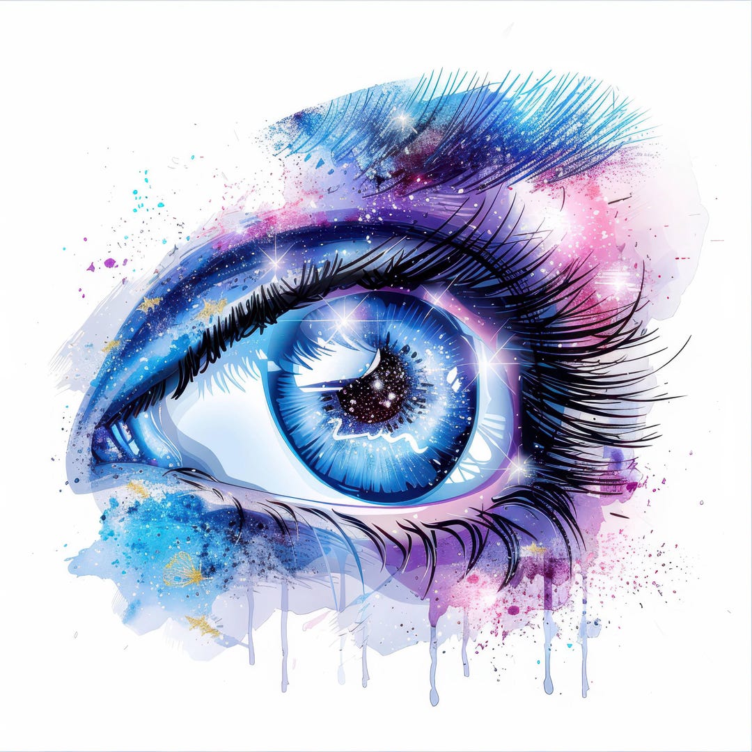 Abstract Blue Female Eyes Clip Art 13 High Res Watercolor Jpgs Junk ...