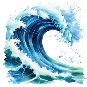 20 Ocean Waves Clipart Bundle, Printable Watercolor Ocean Clipart, High ...