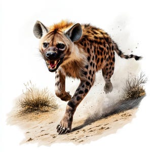 15 Watercolor Hyena Clipart Bundle, Wild Safari Animal Graphics, Card ...