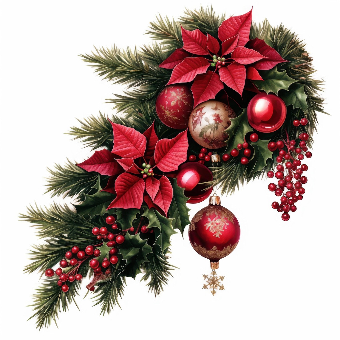 17 kerstranden clipartbundel, afdrukbare aquarel rode kerst clipart ...