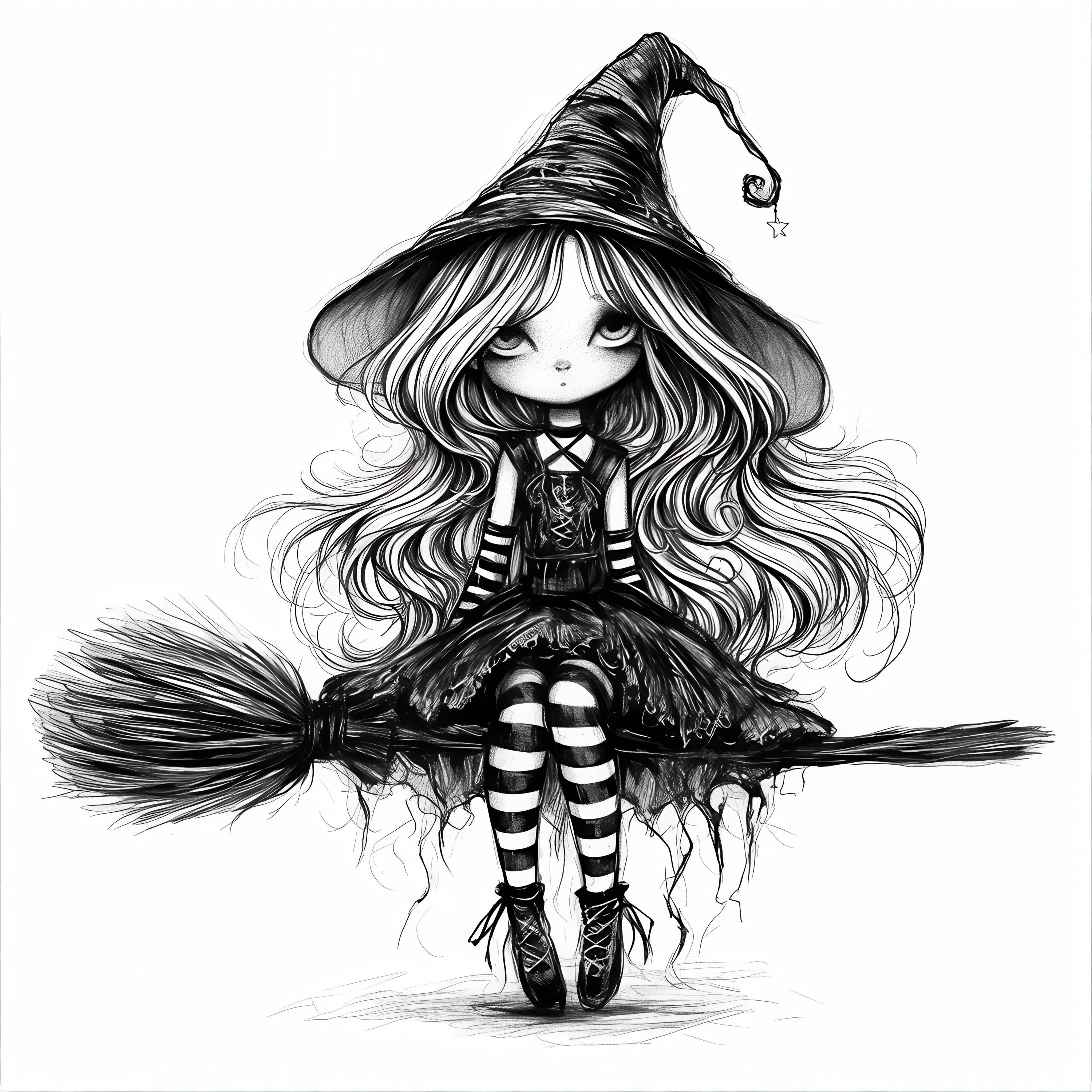 12 Whimsical Black Witch Clipart Bundle, Card Making Illustration ...