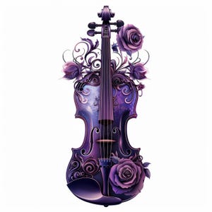 14 Elegant Purple Violin Watercolor Clipart Bundle, Digital Download ...