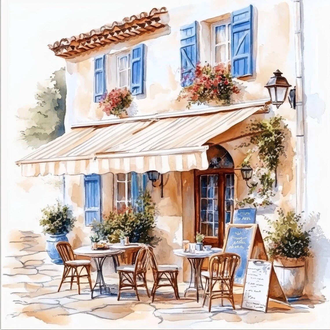 10 Greek Cafe Clipart Bundle, Greek Landscapes Illustrations, Printable ...