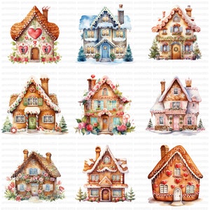 Watercolor Gingerbread Houses Clipart | Christmas Cookie, Winter ...