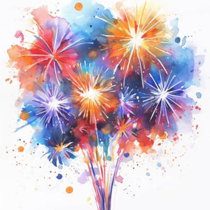 11 Firework Clipart Bundle, Splash Colors Images Illustrations ...