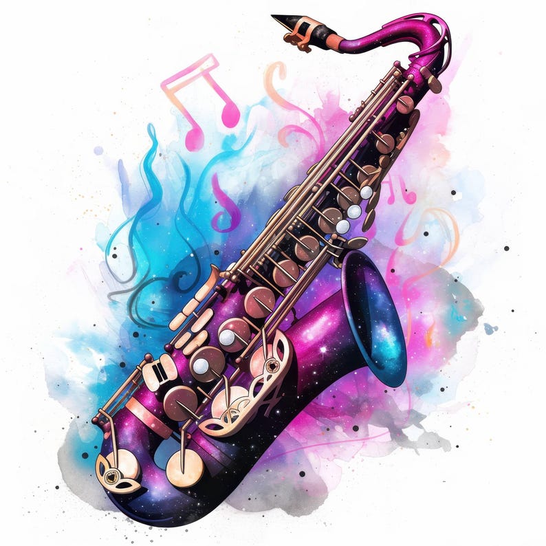 12 Saxophone Clipart Bundle, Musical Instrument Illustration, Printable ...