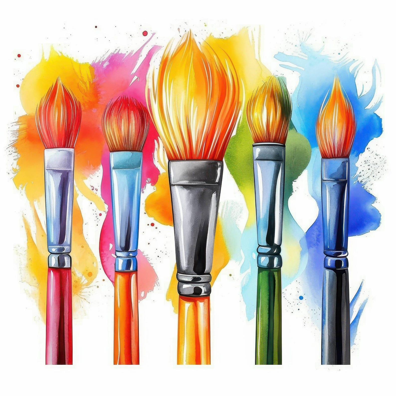 14 Paint Brushes Clipart Bundle, Painting Equipment Illustrations ...