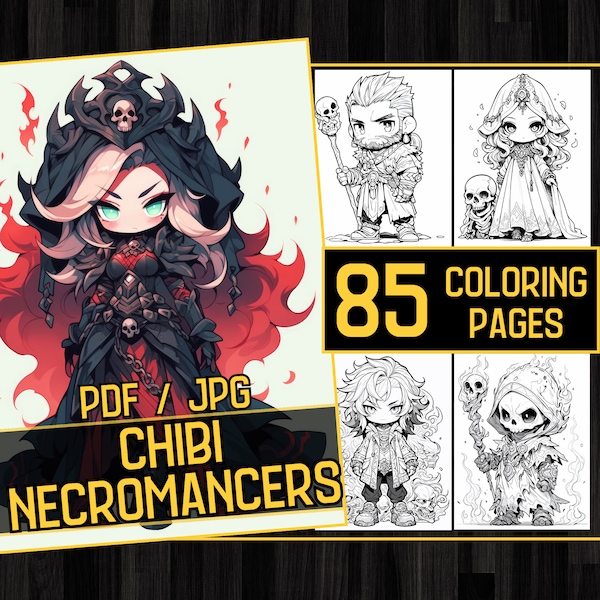 Chibi Necromancer Coloring - Etsy