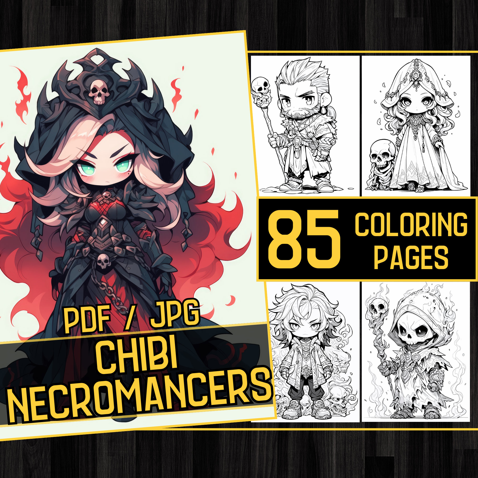 Chibi Anime Necromancers Adult Coloring Book 85 Kawaii - Etsy