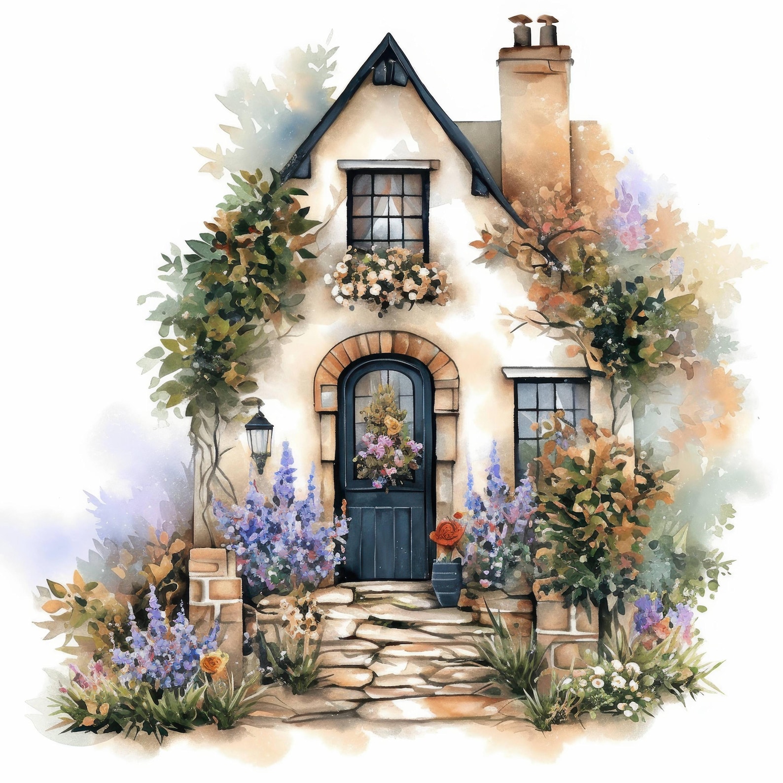 10 Spring Cottages Clipart Bundle, Summer Houses Illustrations ...