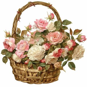 14 Shabby Chic Roses Clipart Bundle, Elegant Rose Illustrations ...