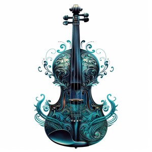 14 Elegant Teal Violin Clipart Bundle, Printable Watercolor ...