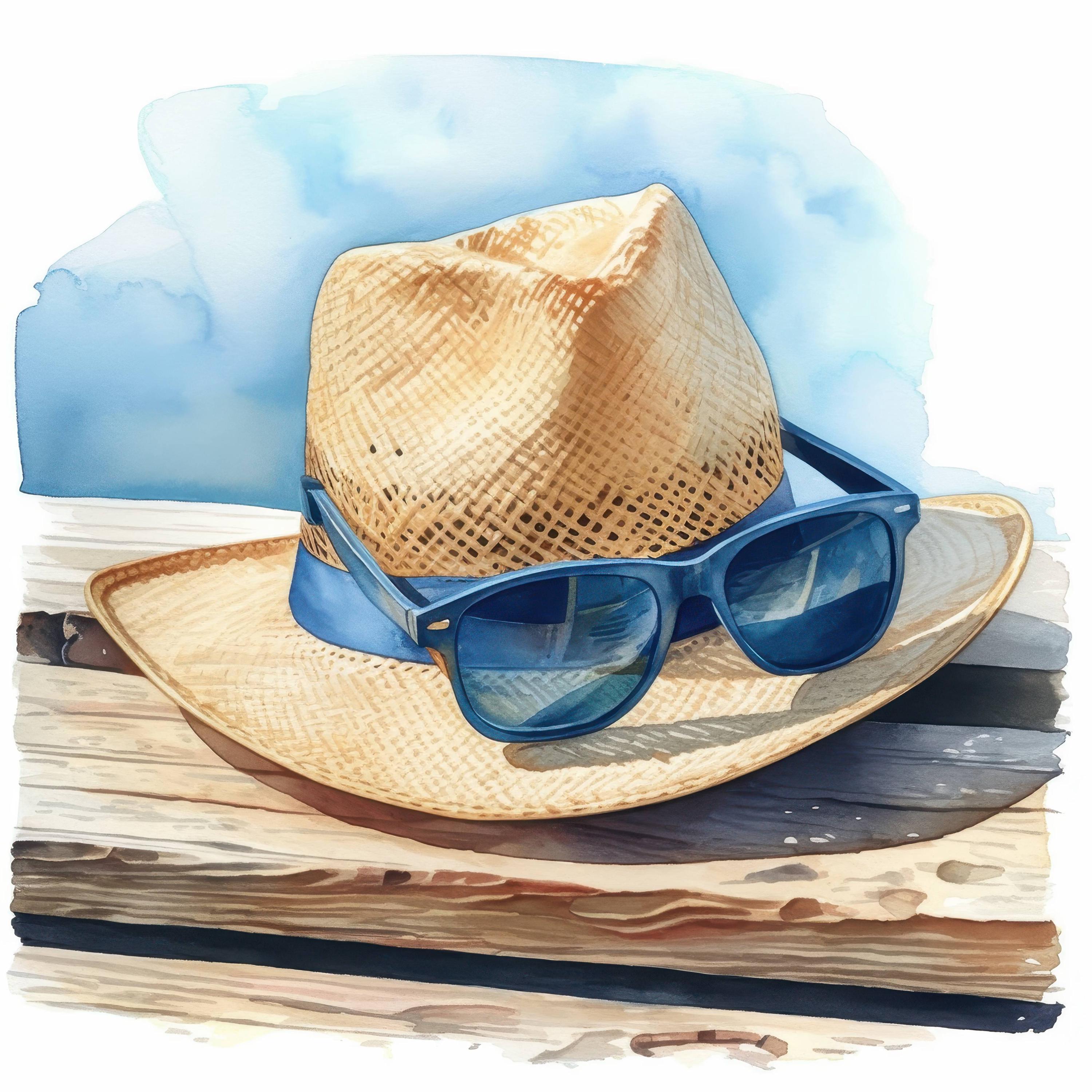 10 Summer Hat and Sunglasses Clipart Set, Seasonal Images, Printable ...