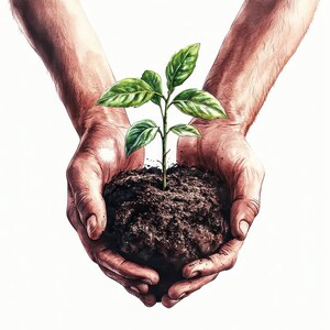 13 Hands With Soil and Sprouting Flower Clipart Bundle, Printable ...