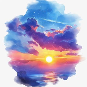 14 Sunset Clouds Clipart Bundle, Sunset Sky Images Illustrations ...