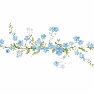 12 Forget Me Not Borders Clipart Bundle, Floral Frame Clipart ...