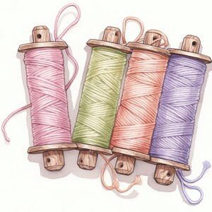 11 Vintage Thread Spools Clipart Illustration Bundle, Printable ...