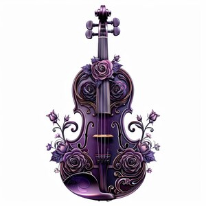 14 Elegant Purple Violin Watercolor Clipart Bundle, Digital Download ...