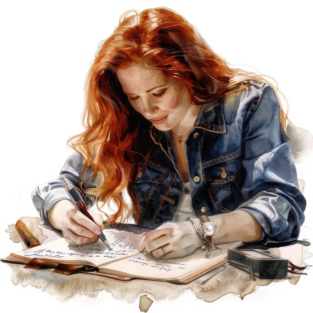 13 Woman Writing Clipart Bundle, Writer Clipart Set, Printable ...