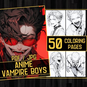 Anime Vampire Boys Adult Coloring Book 50 Blood Coloring Pages