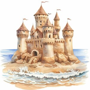 13 Sandcastle Beach Clipart Bundle, Seashell Images Illustrations ...