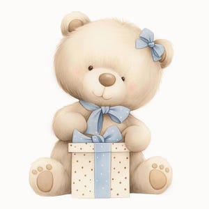 16 Blue Teddy Bear Clipart Bundle, Printable Watercolor Clipart, High ...