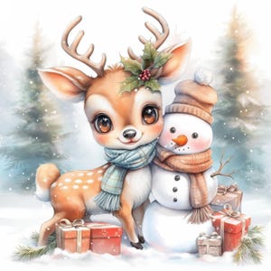 12 Christmas Friends Clipart Bundle, Printable Watercolor Ephemera ...