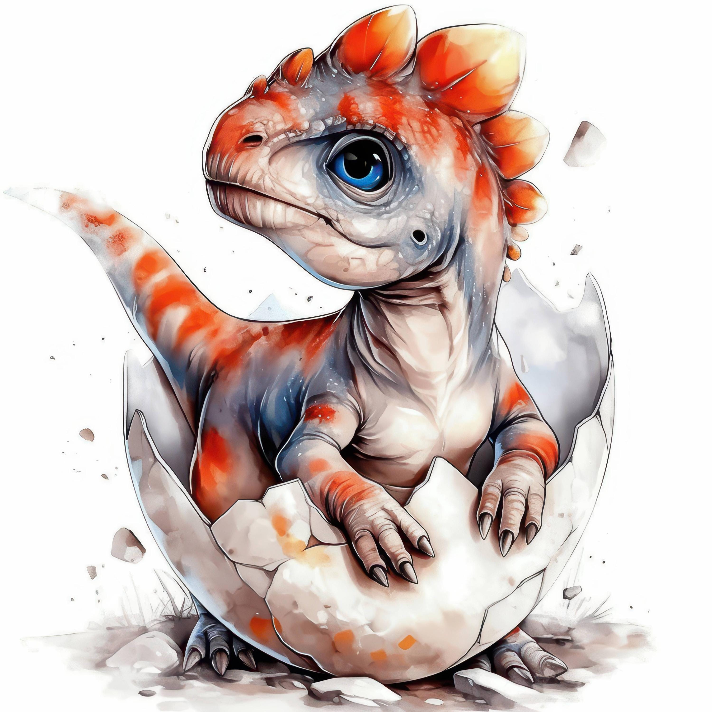 Dino Hatching From Egg Clip Art Bundle 13 High Res Watercolor Jpgs Junk ...