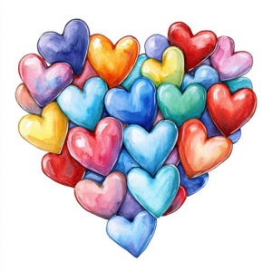 12 Colorful Heart Candies, Clipart Illustration Bundle, Printable ...