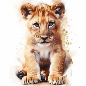 17 Cute Baby Lion Clipart Bundle, Printable Watercolor Lion Nursery ...